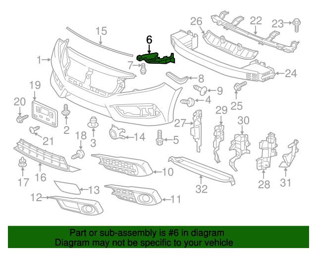 Beam, L Front Bumper (Upper) - Honda (71190-TBA-A00) | Honda Parts Cheap