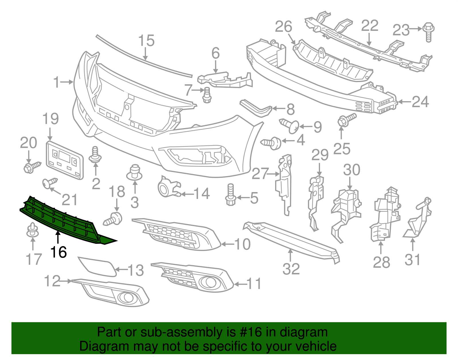71102-TBA-A10 - 2016-2018 Honda Civic - Grille Front Bumper (Lower) | Honda Car Parts Direct