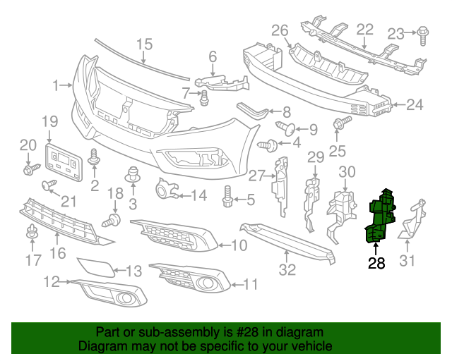 71206-TBA-A00 - Air Guide - 2016-2018 Honda Civic | Honda Parts Cheap