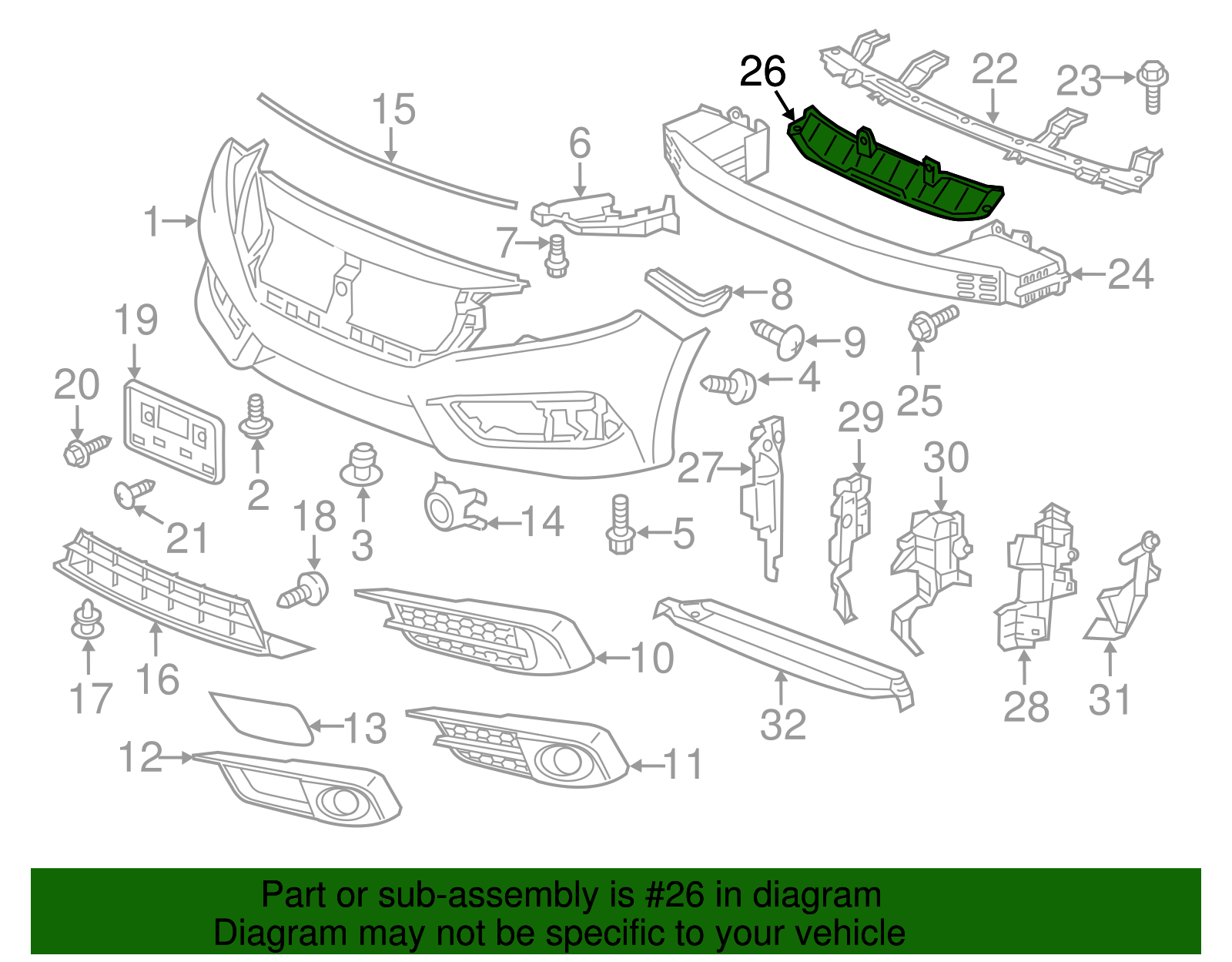 71202-TBC-A00 - Plate Front Bumper Middle Induction - 2016-2019 Honda ...
