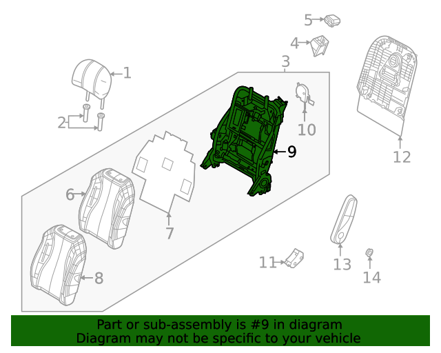 2022 Kia Carnival Seat Back Frame 89410-R0710OFB | TascaParts.com