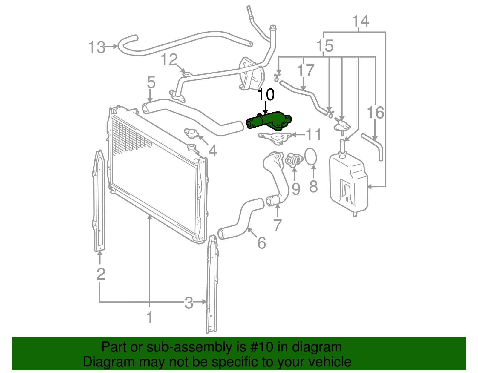 1995-2004 Toyota Engine Coolant Outlet Flange 16331-62040 | Toyota ...