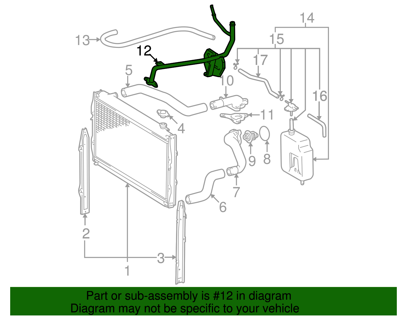 1995-2004 Toyota Engine Coolant Bypass Pipe 16268-62060 | Toyota Parts ...