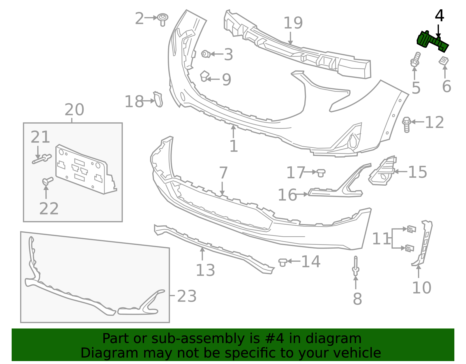 84709614 - Passenger Side Front Bumper Fascia Guide 2018-2021 GMC ...