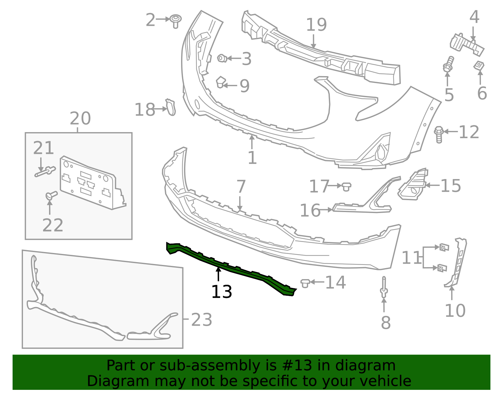 2019-2021 GMC Terrain Black Front Bumper Fascia Molding 84200477 GM ...