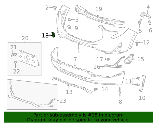 2018-2021 GMC Terrain Primed Front Bumper Fascia Tow Eye Access Hole ...