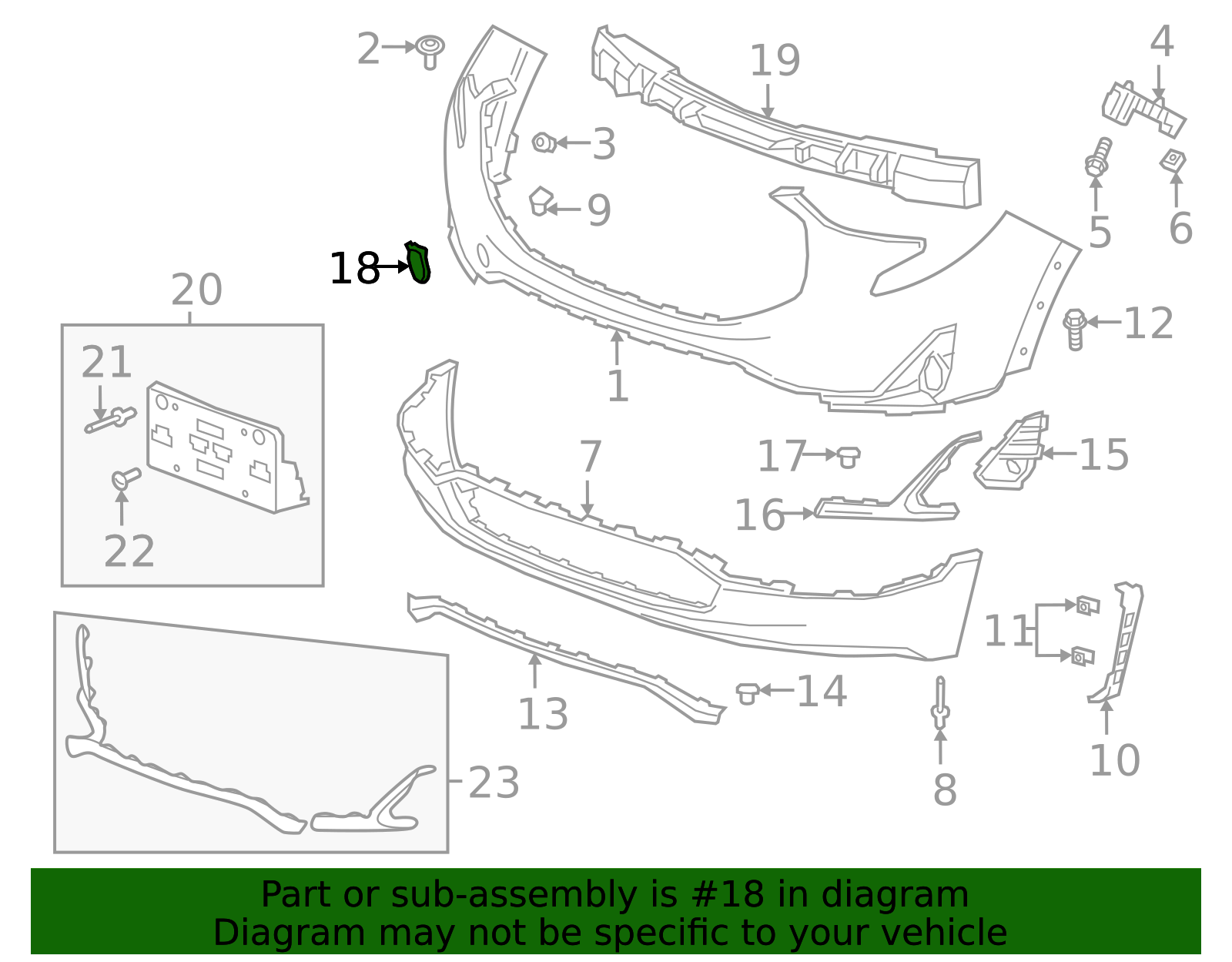 2018-2021 GMC Terrain Primed Front Bumper Fascia Tow Eye Access Hole ...