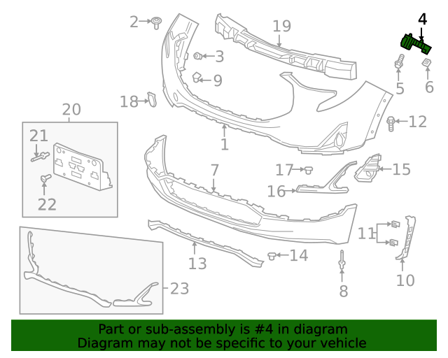 2018-2021 GMC Terrain Passenger Side Front Bumper Fascia Guide 84709614 ...