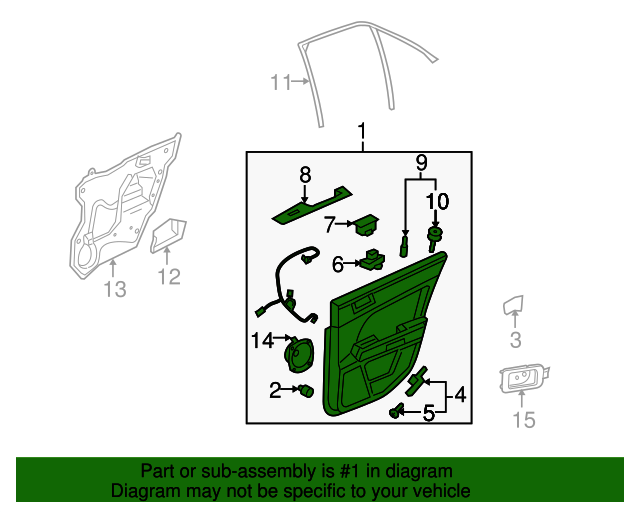 15905935 - Ebony Rear Passenger Side Door Trim 2007-2011 Cadillac STS ...
