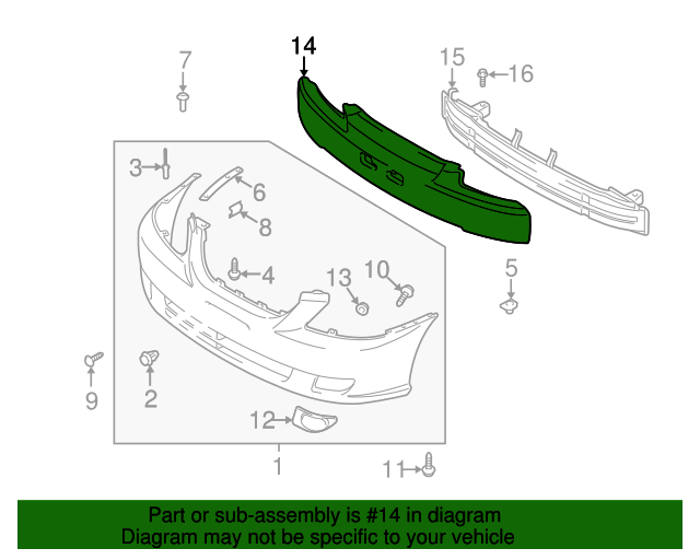 86520-FD010 - Energy Absorber 2003-2005 Kia Rio | Kia.Parts Store