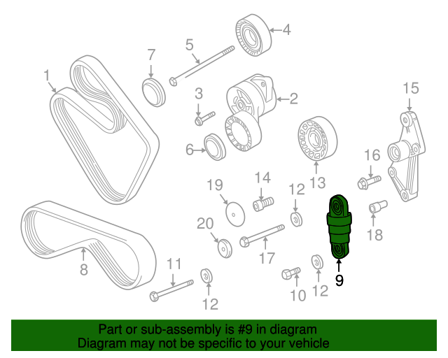 11-28-1-717-210 - Accessory Drive Belt Tensioner Assembly - 1990-2000 ...