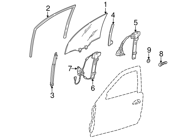 72210-S5P-A03 - Regulator, R Front - 2001-2005 Honda Civic | Genuine ...