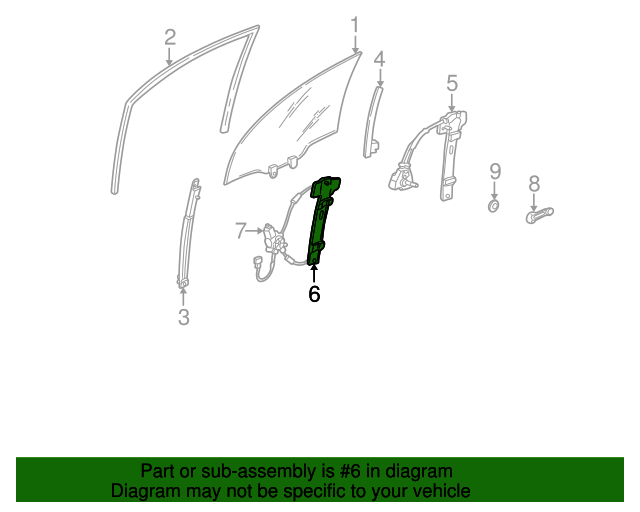 72210-S5P-A03 - Regulator, R Front - 2001-2005 Honda Civic | Genuine ...