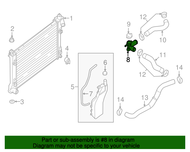 21418-3RA0A - Engine Coolant Filler Neck 2013-2019 Nissan Sentra ...
