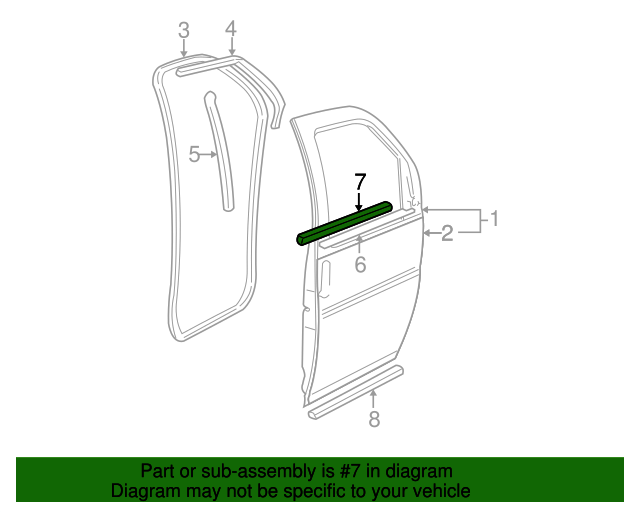 2003-2024 GM Front Side Door Window Inner Sealing Strip 25731671 GM ...