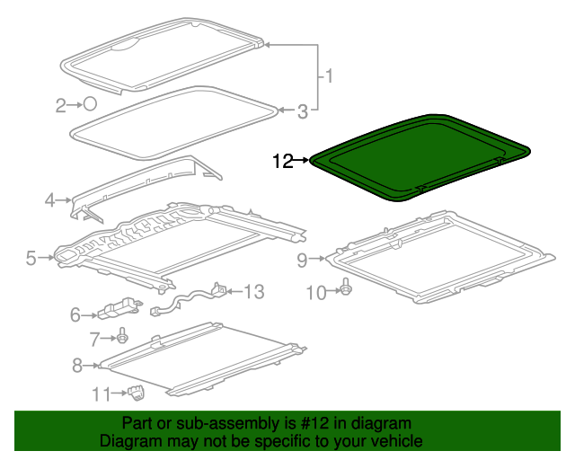 2018-2024 Buick Enclave Roof Stationary Window 84252943 GM ...