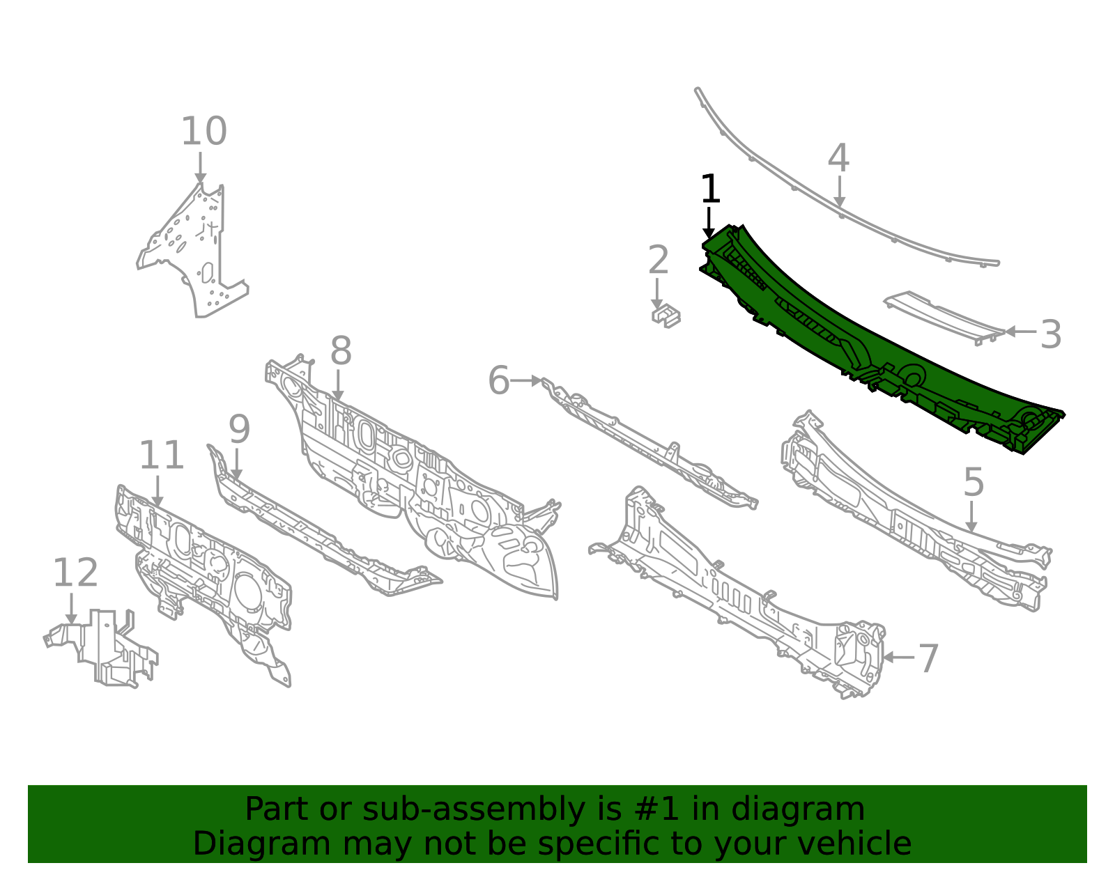 66862-6RZ3B - Cowl Grille 2024-2025 Nissan Rogue | Nissan Parts ...