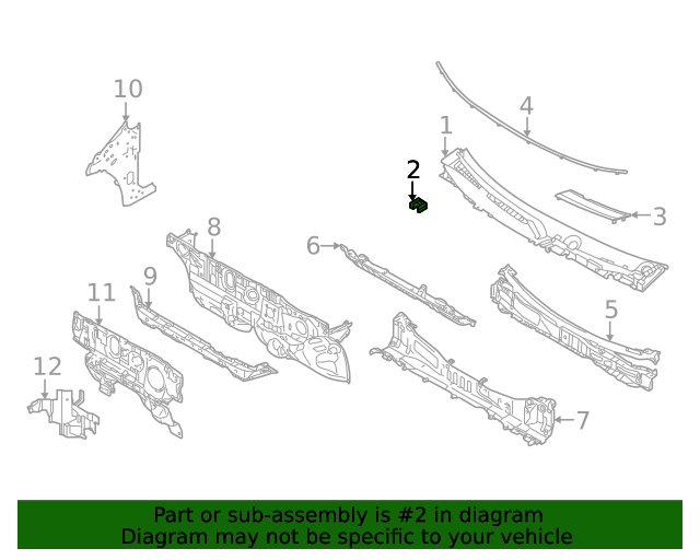2015-2024 Nissan Cowl Grille Clip 66820-4CC5A | Melloy Nissan Parts