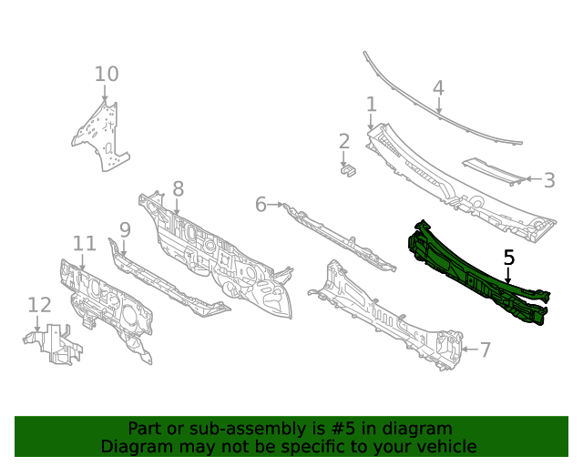 2021-2023 Nissan Rogue Cowl Top Panel 66100-6RA0A | QuirkParts
