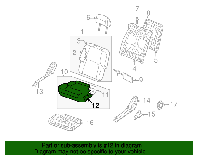 2005-2008 Nissan Xterra Seat Cushion Cover 87370-EA341 ...
