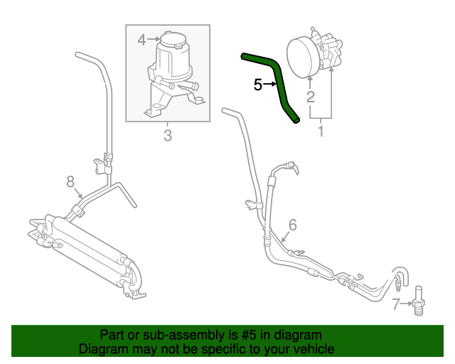 2005-2023 Toyota Tacoma Power Steering Suction Hose 44348-04030 ...
