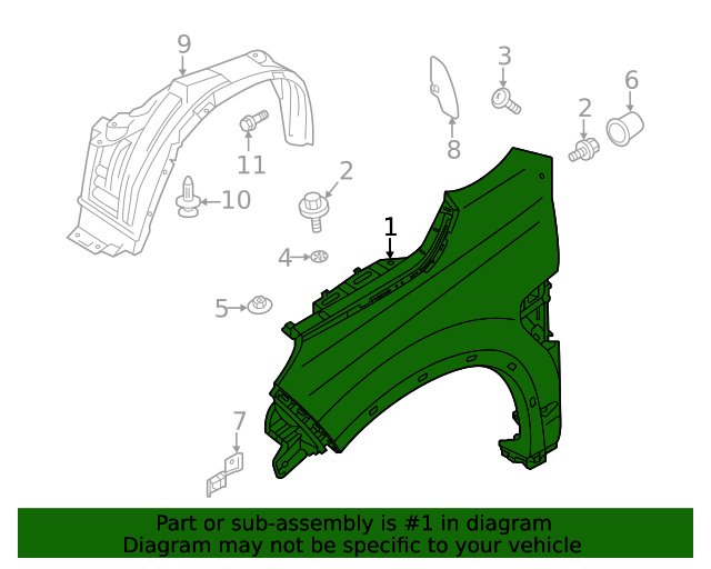 2020-2024 Mitsubishi Outlander Sport Fender 63112W050P | Mitsubishi ...