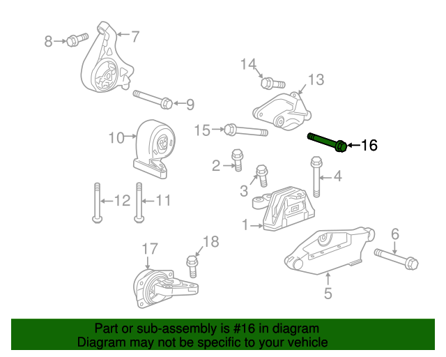 Genuine Trans Mount Bracket Bolt for 2010-2011 Saab 9-5 | Part ...