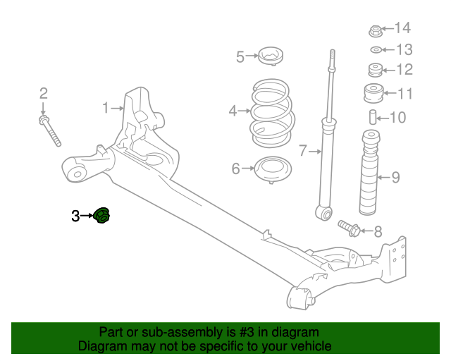 2012-2019 Nissan Axle Beam Nut 54588-EN005 | QuirkParts