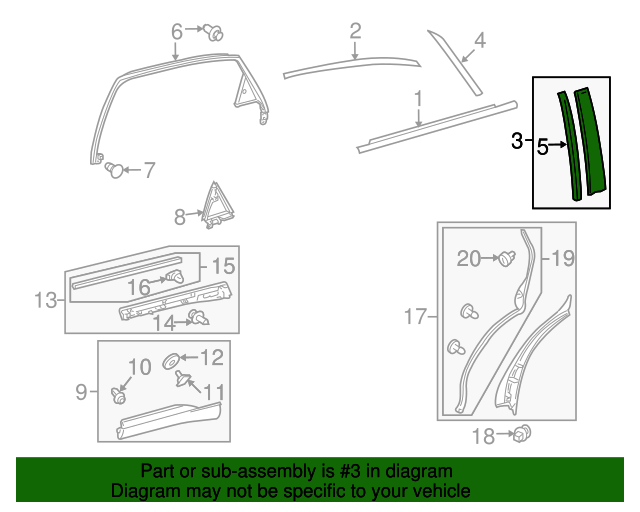 2010-2015 Lexus Frame Molding 75707-0E020 | OEM Parts Online