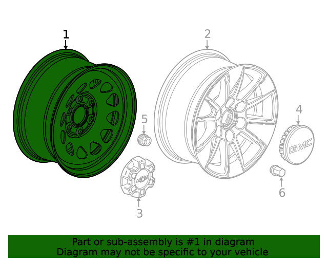 2019-2022 GMC Sierra 1500 GM 23376226 Wheel, Alloy | GM Outlet