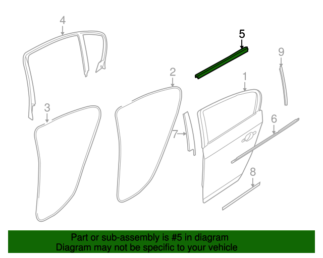 51-33-7-258-300 - Channel sealing,inside,door, front right 2012-2019 ...