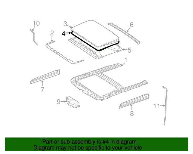 164-780-03-98 - Sunroof Seal 2006-2012 Mercedes-Benz | AutoNationParts.com