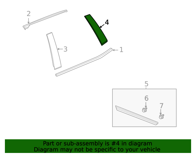 2021-2023 GM Rear Driver Side Door Window Frame Rear Applique 84988287 ...