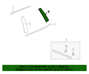 2021-2023 GM Rear Passenger Side Door Window Frame Rear Applique ...