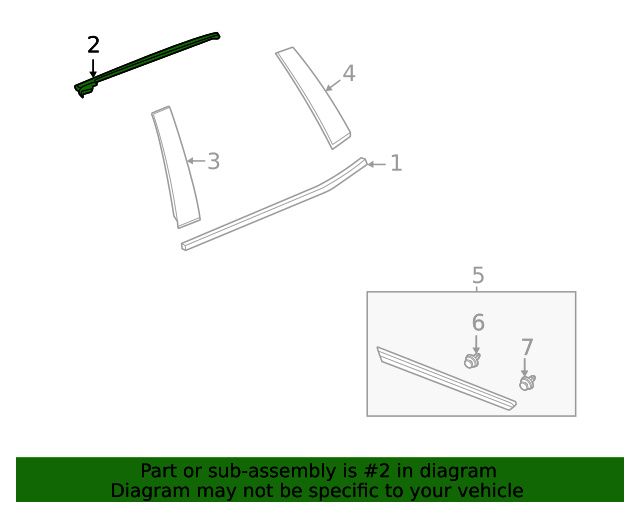 84988674 - Rear Driver Side Door Window Upper Reveal Molding 2021-2023 ...