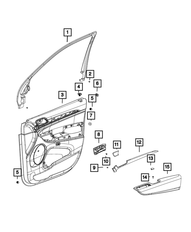 2018-2019 Jeep Grand Cherokee Front Door Trim Panel Assembly 6FD081X9AC ...