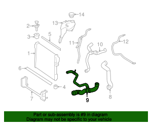 221-501-25-91 - Radiator Coolant Hose 2011-2014 Mercedes-Benz ...