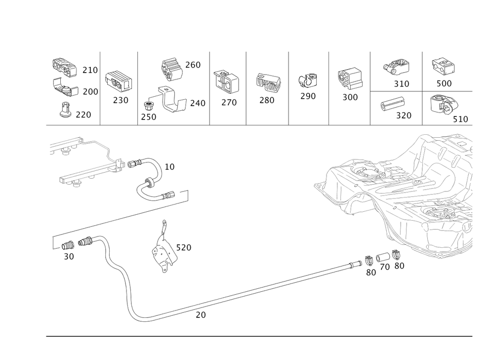 1994-2013 Mercedes-Benz Fuel Line 221-470-51-64 | Mercedes-Benz Parts