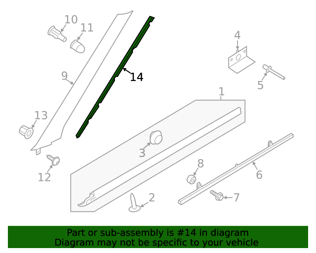 LR075164 - Pillar Molding Retainer Bracket - 2012-2019 Land Rover Range ...