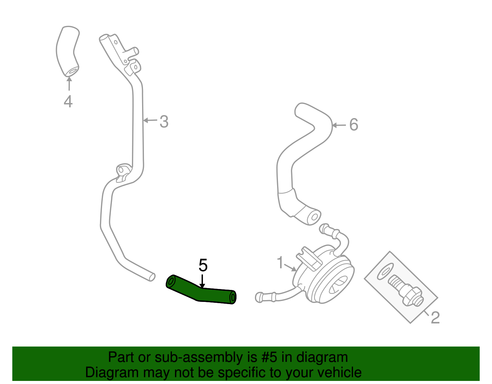 1998-2007 Toyota Land Cruiser Hose, Water Bypass, No. 5 16282-50040 ...