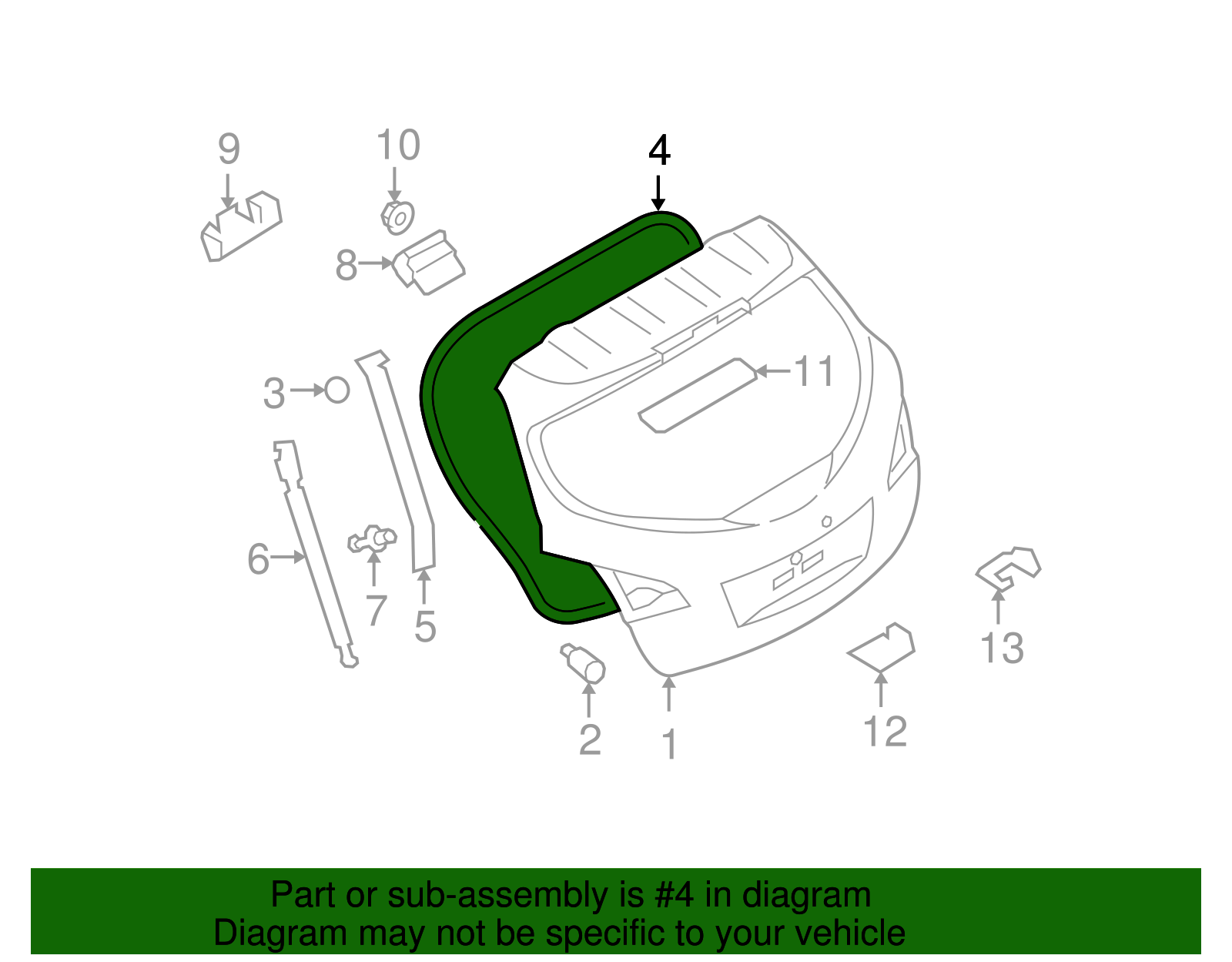 2009-2014 Nissan Murano Weatherstrip 90830-1AA0A | Nissan Parts OEM