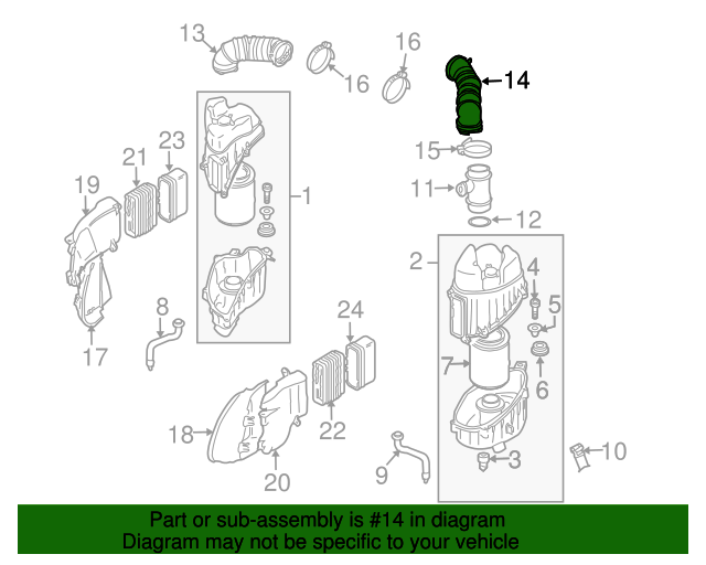 2007-2009 Audi S8 Engine Air Intake Hose 07L-129-627-M | Audi USA Parts