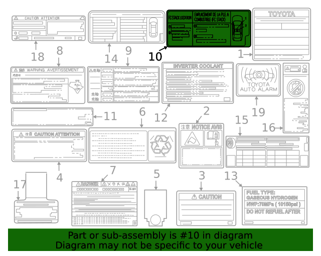 2016-2020 Toyota Mirai Engine Decal 1A1A5-77020 | Toyota Parts Center