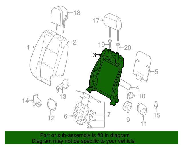 2006-2009 Volkswagen Seat Back Frame 1K4-881-515-AT | QuirkParts