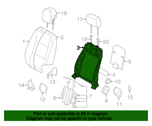 2006-2009 Volkswagen Seat Back Frame 1K4-881-515-AT | QuirkParts