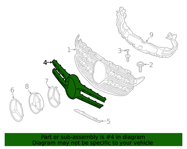 205-888-08-60 - Grille Molding 2015-2018 Mercedes-Benz ...