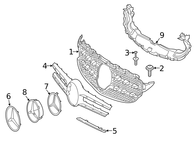 205-888-00-23 - Grille 2015-2021 Mercedes-Benz | Mercedes-Benz USA Parts