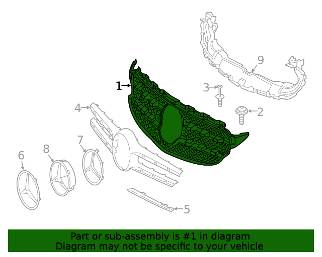 2015-2021 Mercedes-Benz Grille 205-888-00-23 | MB Parts Center