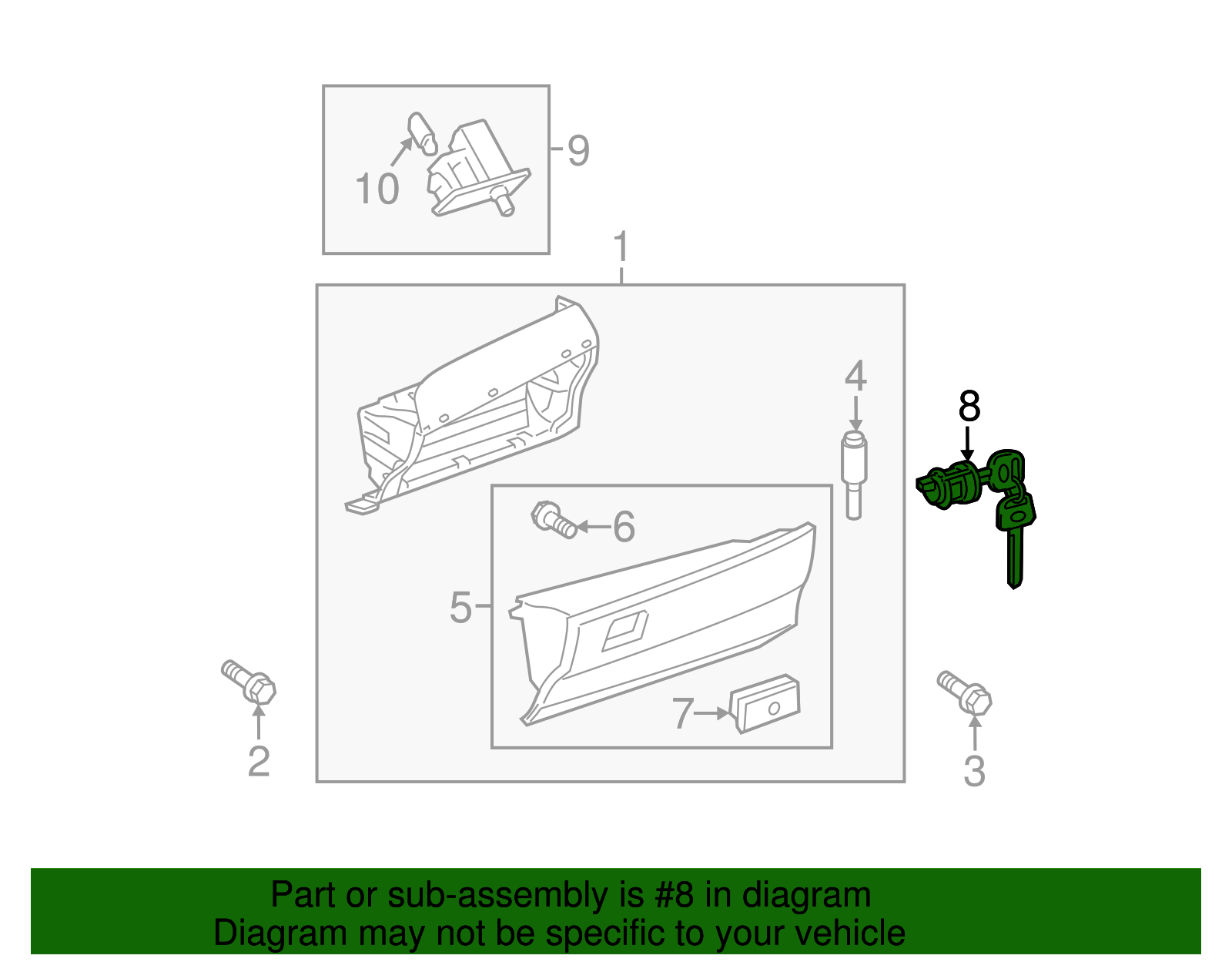 69056-33190 - High-Quality Glove Box Lock Kit for 2007-2011 Toyota ...