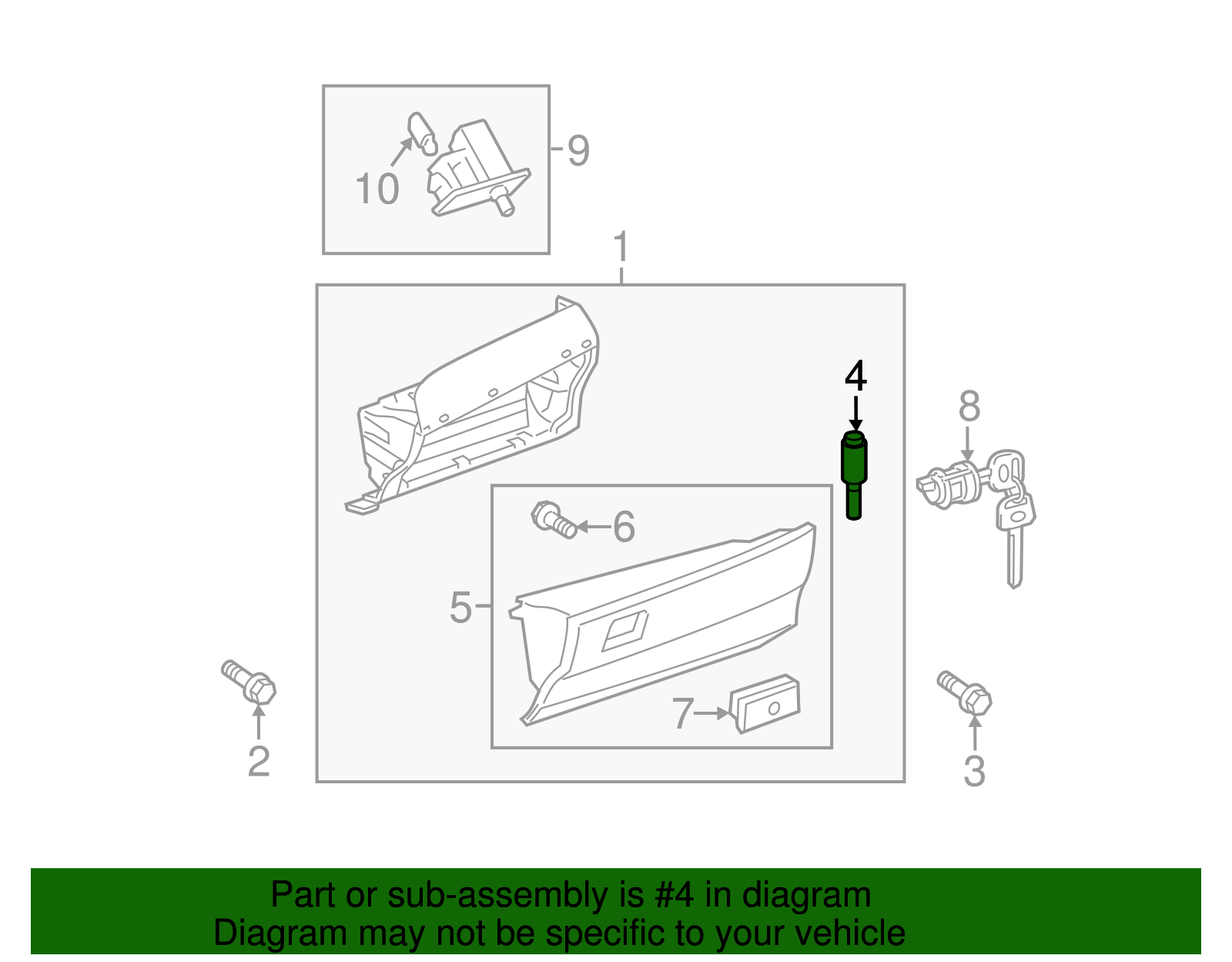 2005-2015 Toyota Glove Box Support 55557-33030 | Toyota Parts Center